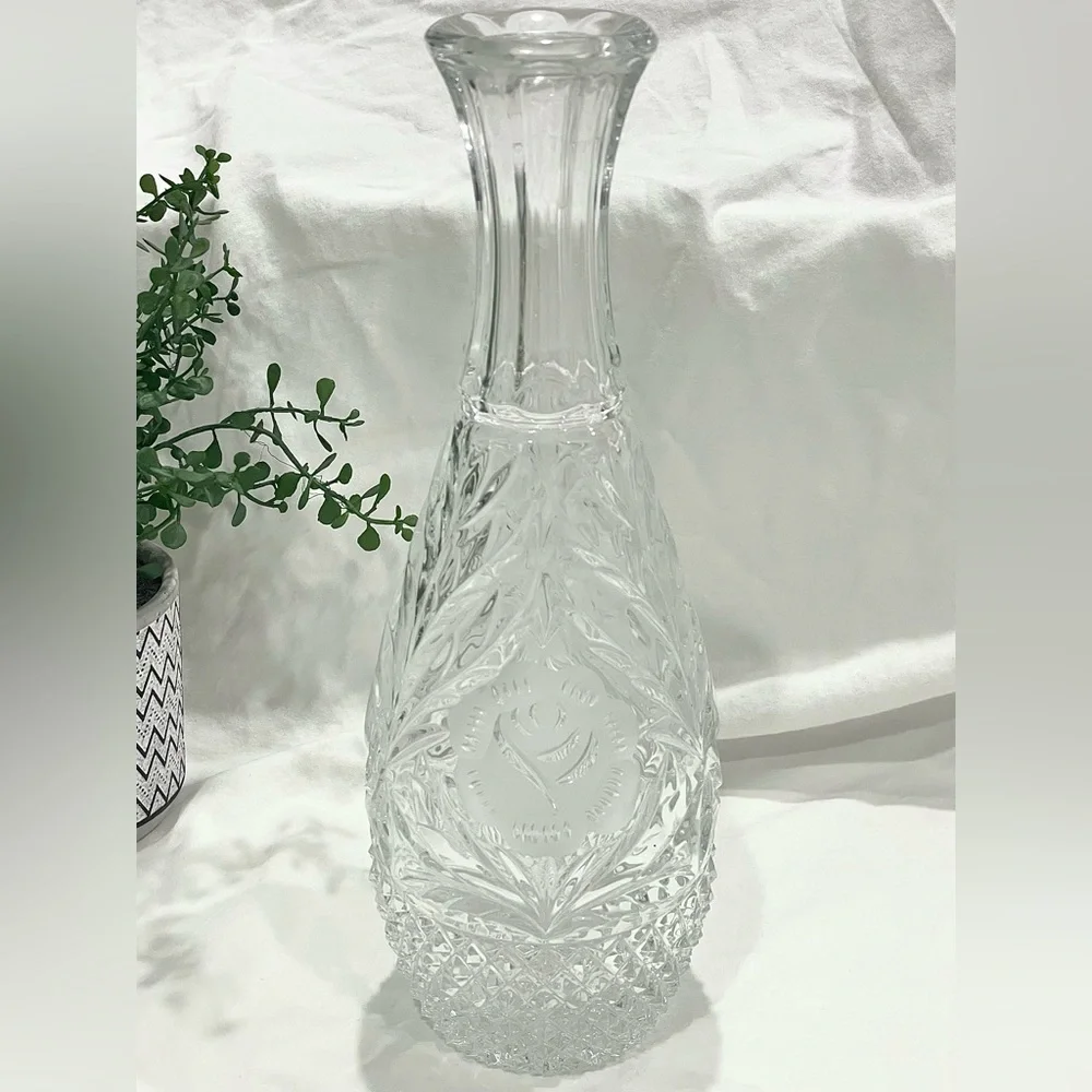 Source Unknown | Dining | Vintage Etched Glass Decanter Frosted Rose ...